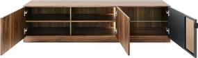 TV stolek s LED osvětlením Radium 25 180 cm ořech Columbia/černý