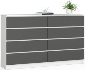 Komoda K160 8SZ bílá/grafitová šedá