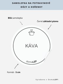 KÁVA – bílá samolepka na dózu, základní písmo, 5 cm | DomaLEP