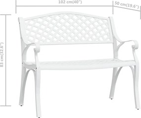 Zahradní lavice 102 cm litý hliník bílá 317746