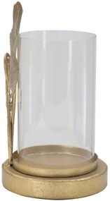 Zlatý stojan na svíčku Mauro Ferretti Leaf, 17x12x21 cm