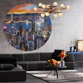 WallArt Kruhová tapeta Skyline by Night 142,5 cm [440352]