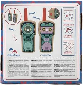 2KIDS TOYS Dřevěná dětská vysílačka Robot / Sada 2 ks / Dosah 5 km / 3