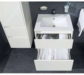 Mereo, Opto, koupelnová skříňka s keramickým umyvadlem 61 cm, bílá, dub, bílá/dub, černá, CN930