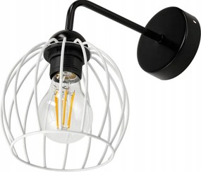Černá LED nástěnná lampa LOFT edison + bílé stínidlo 1xe27