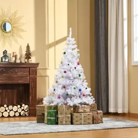 Aosom Umělý vánoční stromek 150 cm, umělá jedle s koulemi, zvonky, bubny, dárkovými krabičkami, vánoční stromek s 680 špičkami, 12 šiškami, vánoční d…
