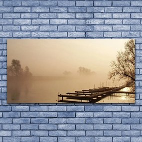 akrylový obraz Most Voda Mlha Krajina 120x60 cm
