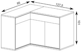 Mediolan - rohová komoda M15 LEVÁ - natural hikora