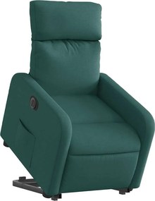 Elektrické zvedací polohovací křeslo tmavě zelené textil 3206723