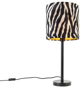 Moderní stolní lampa černá se stínidlem zebra 25 cm - Simplo