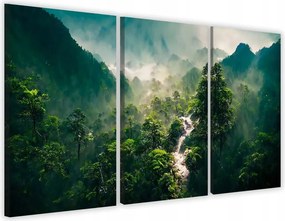 Velký obraz Les Nástěnná dekorace Krajina Hory Triptych na Plátně 60x120 cm