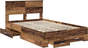 Rám postele s čelo Staré dřevo 120 x 190 cm Kompozitní dřevo 3408288