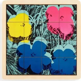 GALISON Posuvné dřevěné puzzle Andy Warhol: Květiny / 2v1 / 16 dílků