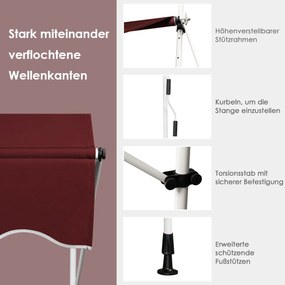 Costway 150 cm široká příchytná markýza bez vrtání, balkonová