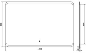 Mexen Nida podsvícené koupelnové zrcadlo 120 x 80 cm, LED 6000K, ventilátor - 9806-100-080-611-00