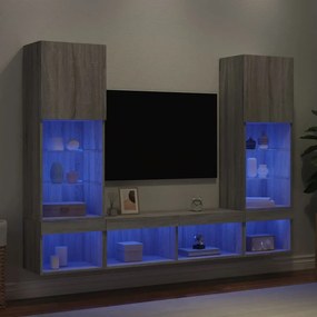 5dílná obývací stěna s LED šedá sonoma kompozitní dřevo 3216695