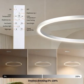 Brilagi-LED Stmívat. lustr na lanku PORTOFINO LED/60W/230V pr. 80 cm stříbrná+DO