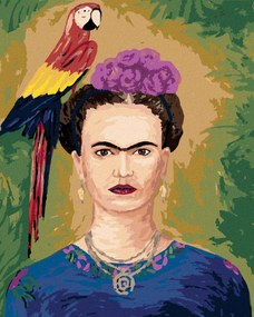zuty zuty - malování podle čísel - frida kahlo a papoušek, 40x50 cm, plátno+rám