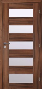 Solodoor Interiérové dveře rámové, 80 P, 850 × 1985 mm, fólie, pravé, ořech královský, prosklené
