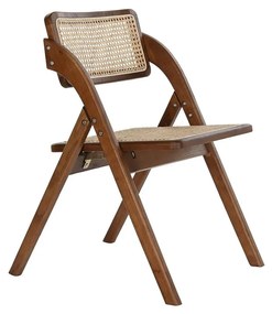 DKD Home Decor Tmavě hnědá vintage ratanová jídelní židle (45 x 45 x 79 cm)