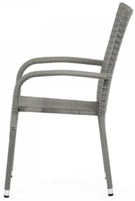 Zahradní židle stohovatelná šedý umělý ratan kov AZC-S2114 GREY