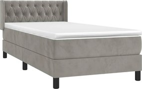 Box spring postel s matrací světle šedá 100x200 cm samet 3131123