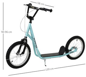 HOMCOM Dětská koloběžka Scooter Skládací koloběžka s pneumatikami a ruční brzdou, městská koloběžka, dobrodružství pro děti od 5 let, 16 palců| Aosom