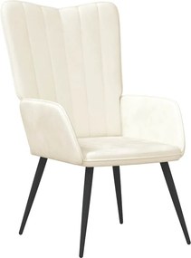 Relaxační křeslo se stoličkou krémově bílé samet 327697