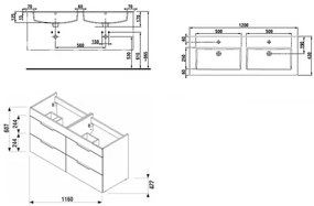 JIKA Cube skříňka s dvojumyvadlem 120 cm, bílá, H4536621763001