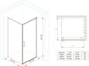 design sprchový kout RAVENA BLACK R36 75-100cm