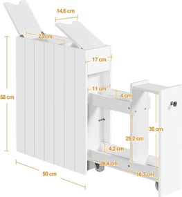 Koupelnová skříňka Yaheetech – bílá, 50 cm (délka) × 17 cm (šířka) × 58 cm (výška) (256720526746)