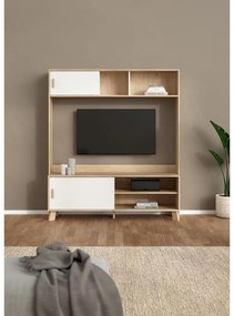 Bílá/v přírodní barvě TV sestava v dekoru dubu 159x181x48 cm Ikast – Tvilum