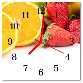 Skleněné hodiny čtvercové ovoce 30x30 cm