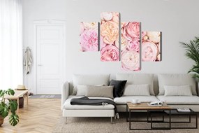 Vícedílný obraz Kvetoucí Květiny V Pastelových Barvách Nedostatek Nedostatek Přírodní plátno 160x100