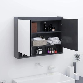 Koupelnová skříňka se zrcadlem 80 x 15 x 60 cm MDF šedá - Default Title