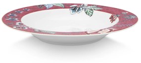 Pip Studio Flower Festival hluboký talíř Ø21,5cm, tmavě růžová (Holandský tenkostěnný porcelán, hluboký talíř)