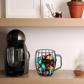 QUTTIN Organizér na kapsle na kávu, dekorativní kovový koš ve tvaru hrnku BIG COFFEE