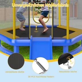 Costway Zahradní trampolína Ø 223 cm se skluzavkou, nosnost 270 kg