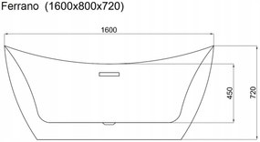 Rea Ferrano, akrylátová volně stojící vana 160x80 cm, bílá lesklá, REA-W0150
