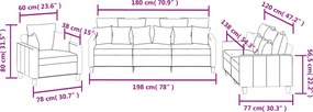vidaXL 3dílná sedací souprava s polštáři textil [3201633] Barva: světle šedá