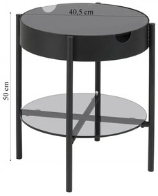 Odkládací stolek s tácem Asava 45 cm černý