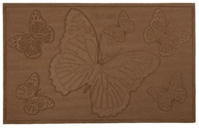 Hnědá rohožka s motýlem - 75*45*1 cm