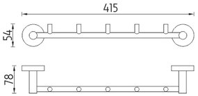 Nimco Držák s 5 háčky UNIX ČERNÁ - UNC 13054-5-90