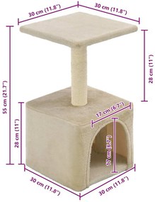 Škrabadlo pro kočky sisalové sloupky 55 cm béžové 170539