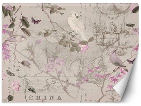 Gario Fototapeta Ptáci na růžových větvích - Andrea Haase Materiál: Vliesová, Rozměry: 200 x 140 cm