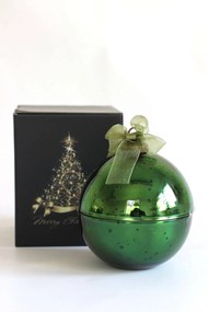 Zelená voňavá svíčka Vánoční koule 13cm