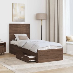 Rám postele Hnědý dub a stříbrná 70 x 190 cm Kompozitní dřevo 3411374
