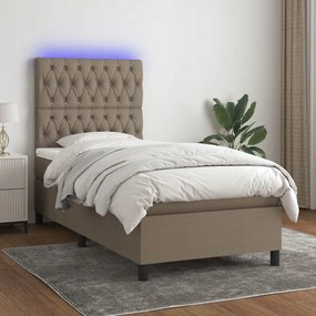 Fionshop 264253513 Box spring postel s matrací a Led taupe 90x190 cm text