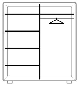 Šatní skříň Kelippa 150 cm (šedá). 1034018