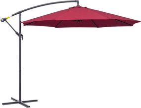 Outsunny Offset Oktagonální Klika Parasol s Ocelovým Základem Průměr 3m Červený | Aosom